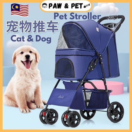 Original Bello Pet Stroller Foldable Stroller 4 Wheels Cat & Dog ...