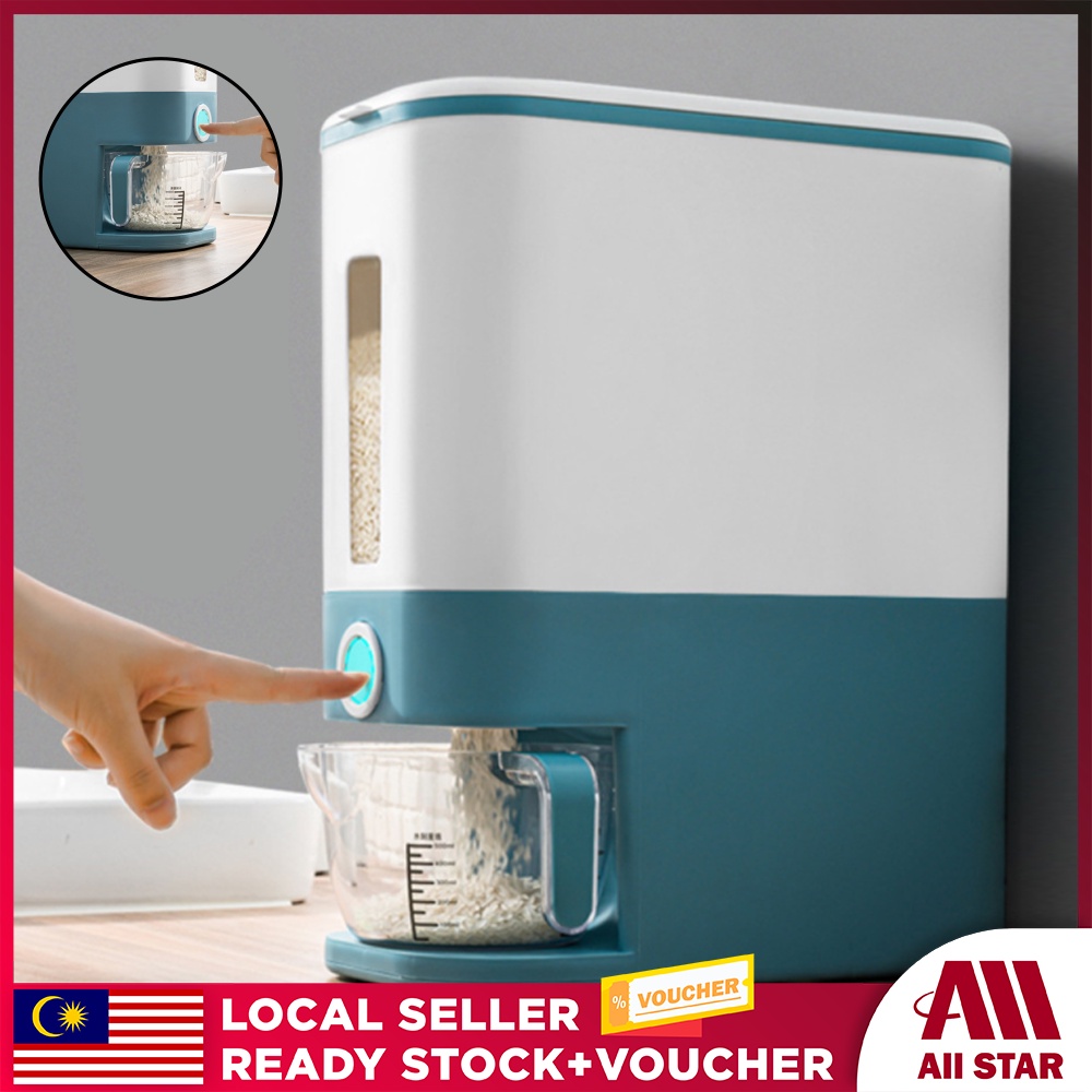 ALLSTAR 12KG Automatic Rice Dispenser with Rinsing Cup Bekas Beras ...