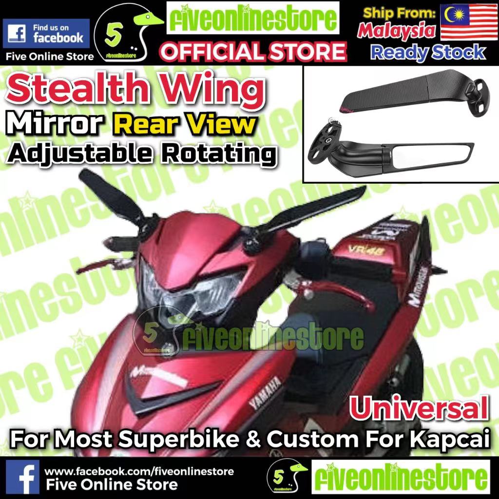 Universal Stealth Winglet Rearview Side Mirror Yamaha Superbike R15 R25 ...
