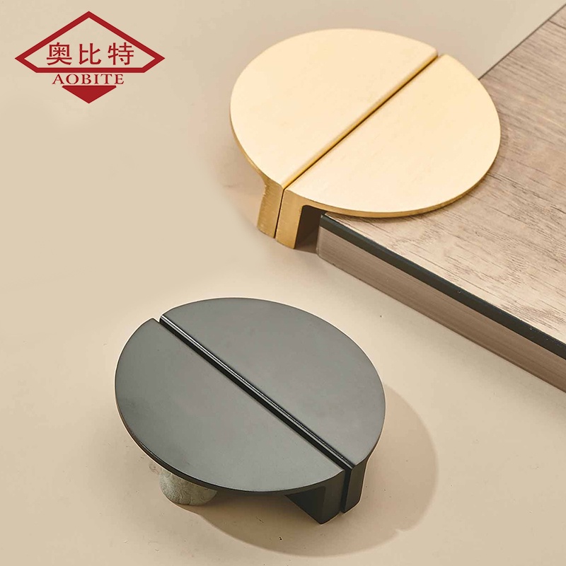 AOBITE American Hidden Cabinet Handles Black Gold Aluminum Alloy ...