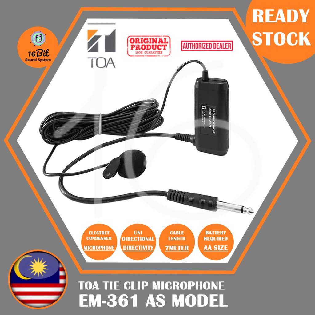 TOA EM-361 / EM-360 Tie-Clip Microphone With 7 Meter Cable (EM361/EM360 ...
