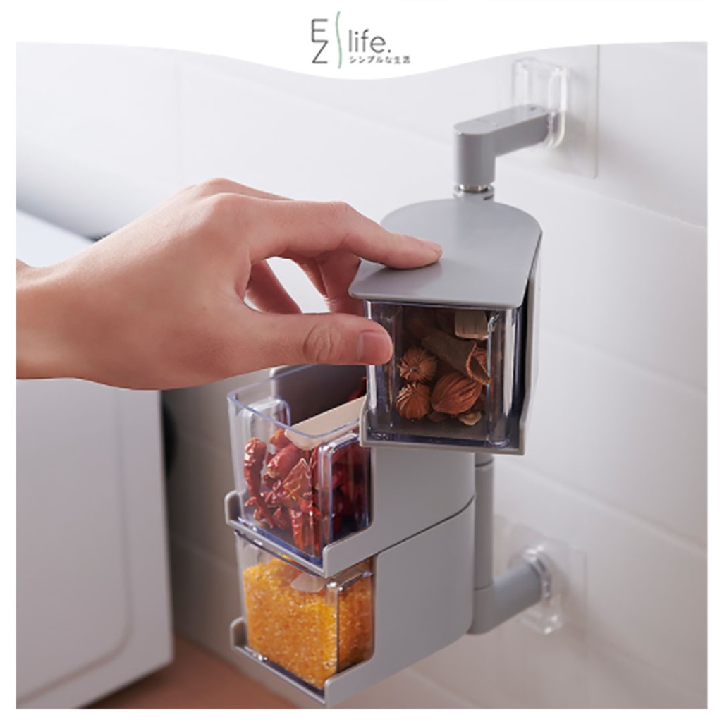 EzLife [CLEARANCE] 360° Rotate Wall Mount Spice Rack Seasoning Storage ...