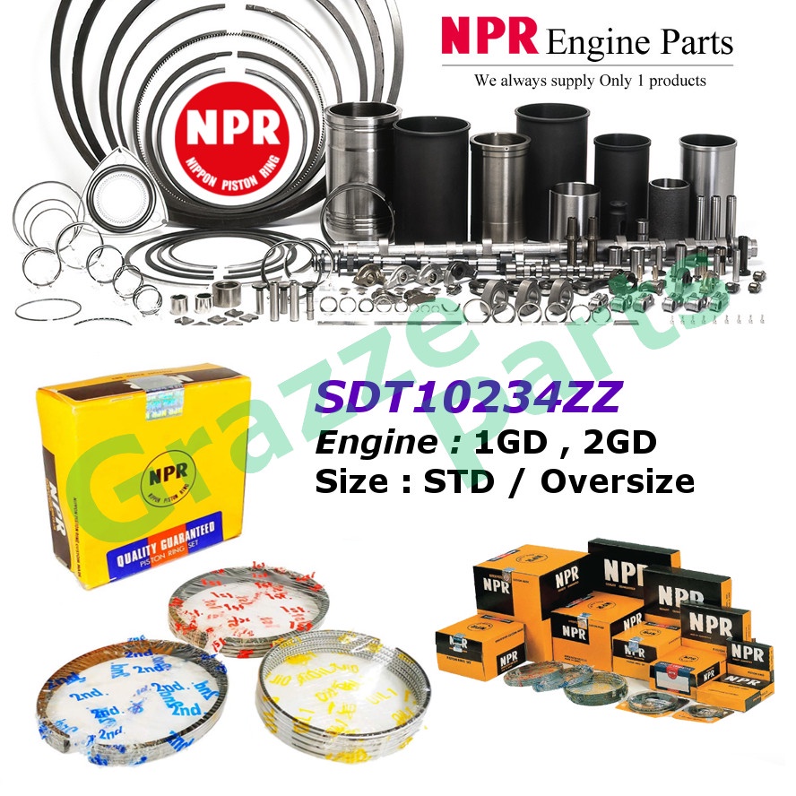NPR Piston Ring Set SDT10234ZZ for Toyota Hilux Revo GUN125 GUN126 2.4 ...