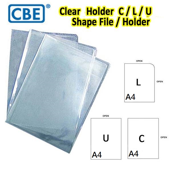 CBE A4 PVC Clear Transparent U shape 9102A, C Shape 9101A, L Shape 1466A Paper Document Plastic ...