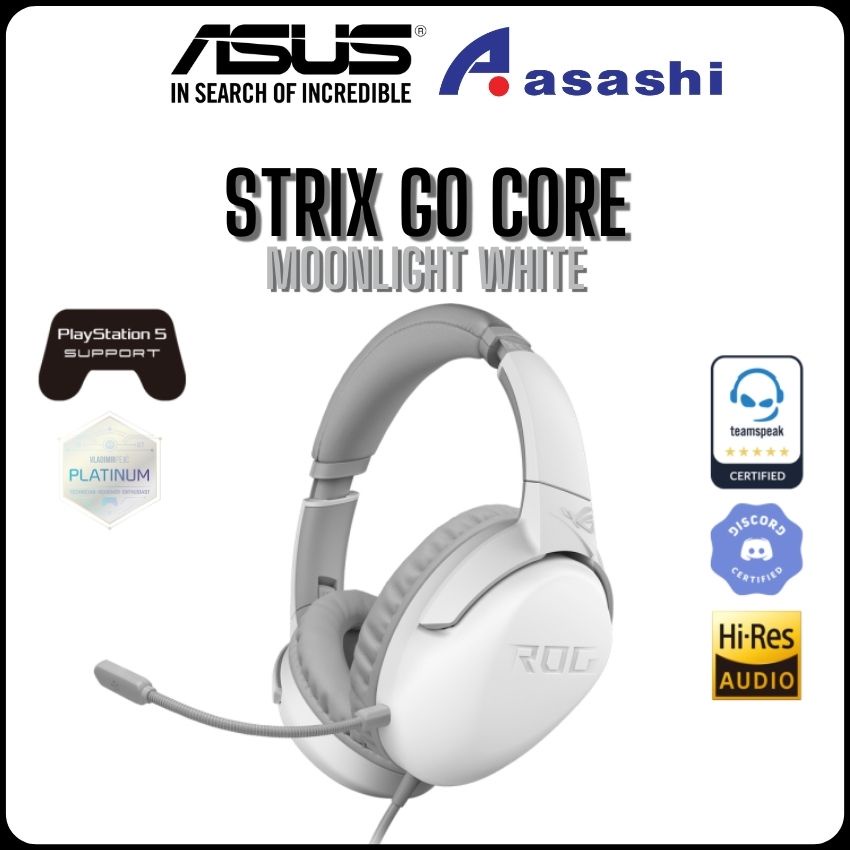 ASUS ROG Strix Go Core Moonlight White Limited Edition Gaming Headset 3 ...