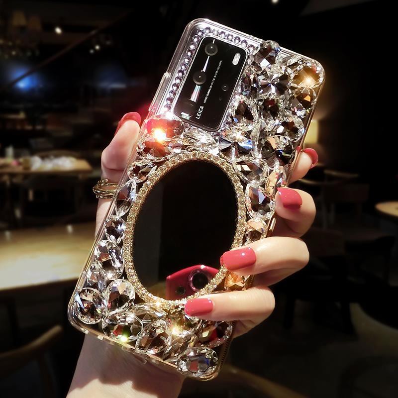 Bling Rhinestone Makeup Mirror Phone Case Vivo V40 V30 Pro 5G V29 V27e ...