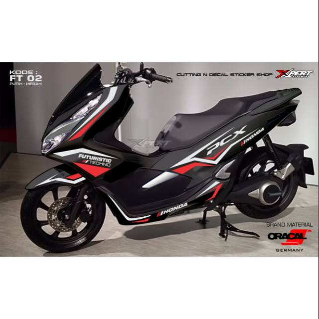 MERAH PUTIH HITAM Cutting sticker striping, black honda PCX sticker ...