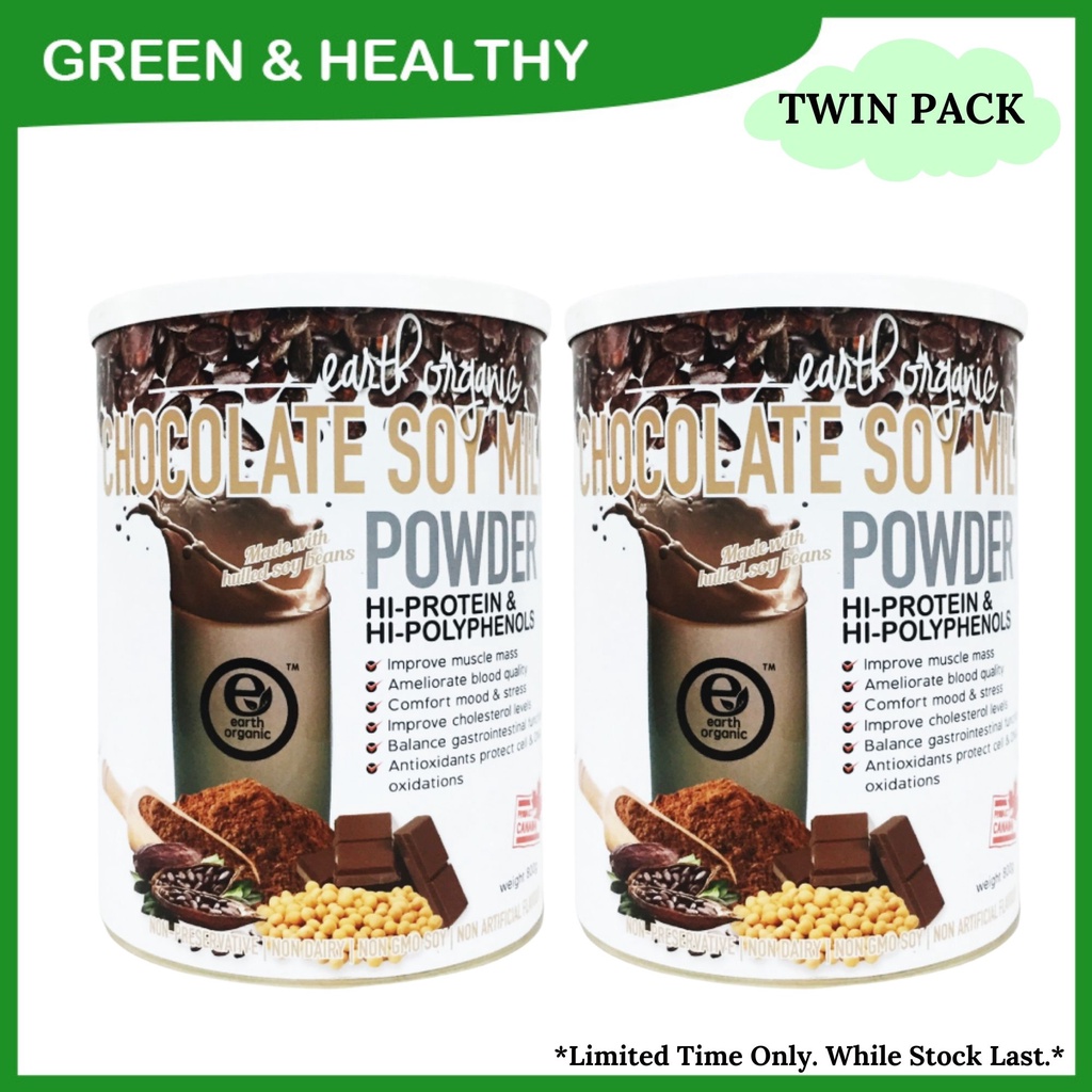{TWIN PACK} Earth Living Organic Chocolate Soy Milk Powder 有机巧克力豆奶 (800g x 2) | Shopee Malaysia