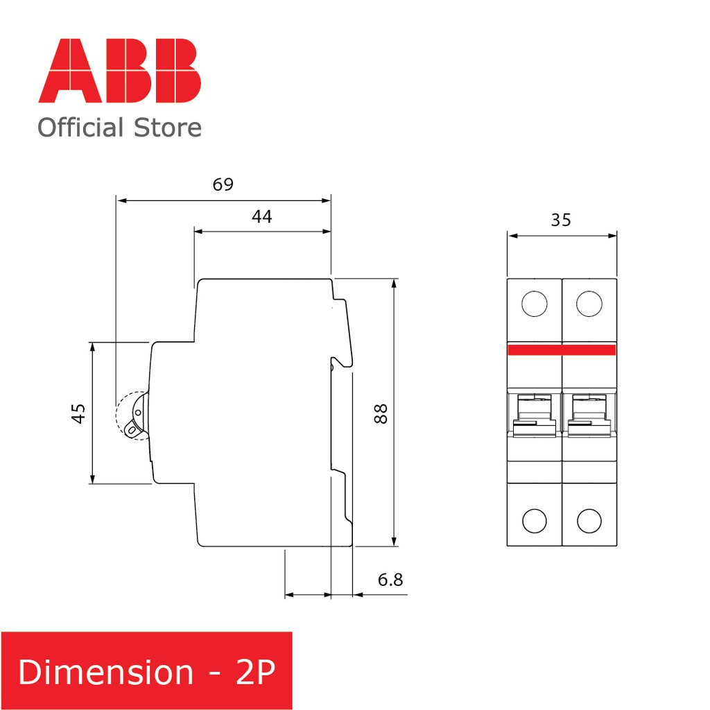 ABB 10kA MCB S202M 6A, 10A, 16A, 20A, 25A, 32A, 40A, 50A, 63A | 2 POLE (2P) | C-CURVE | Shopee ...