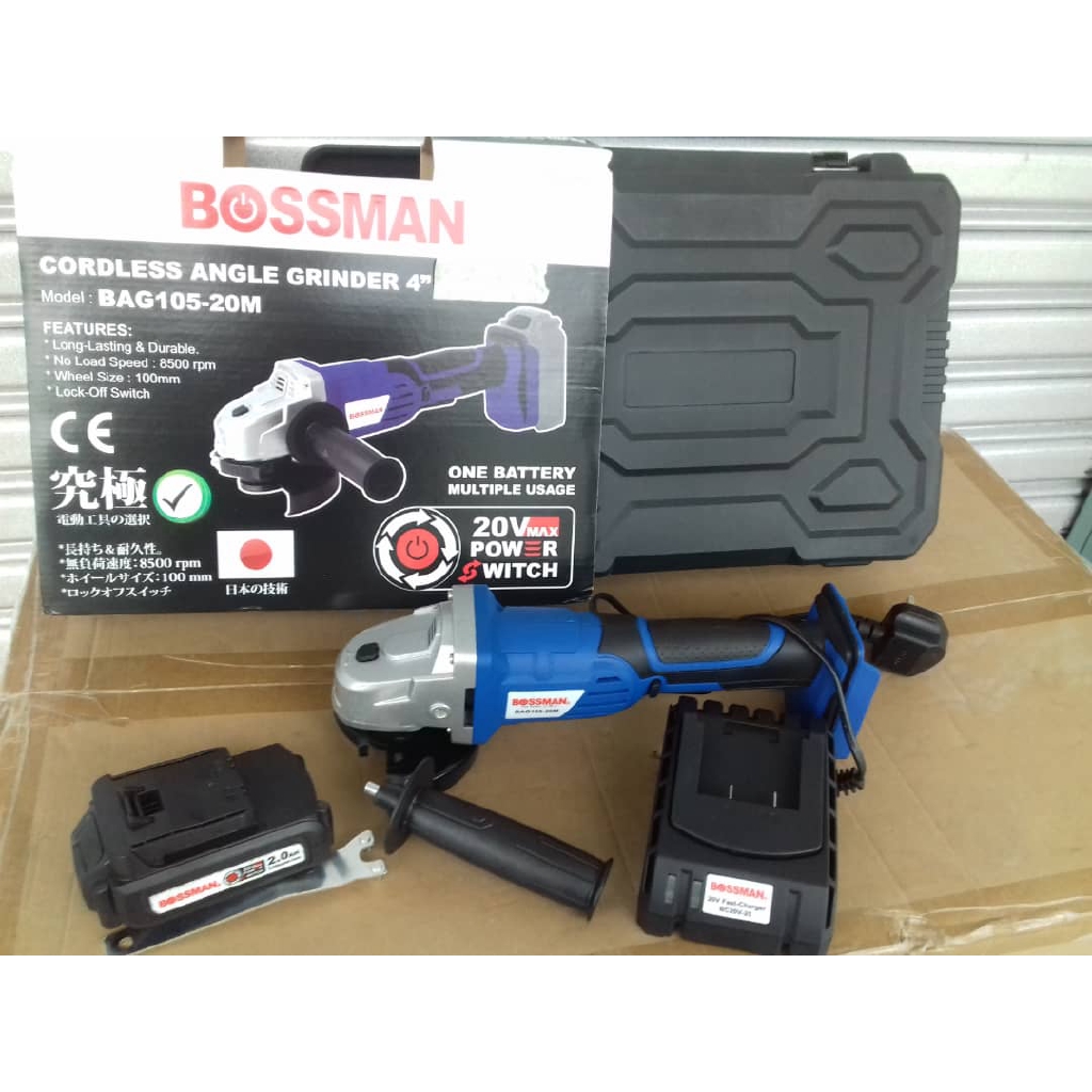 BOSSMAN BAG105-20M 20V Cordless Angle Grinder 4" - 1 Battery & 1 ...