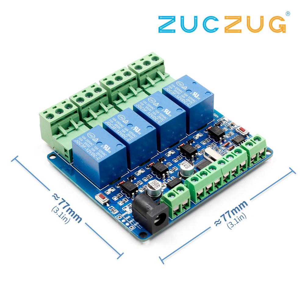 Modbus RTU 4 Way Relay Module DIY STM8S103 System 4 Road Input 485 ...