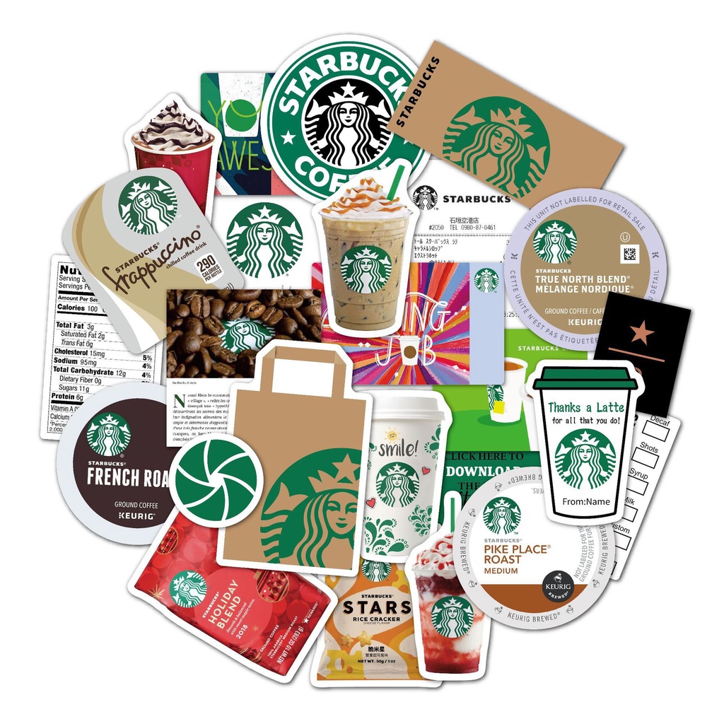 (25 Sheets) ins Style Starbucks Coffee M Record Food Street Wear ...