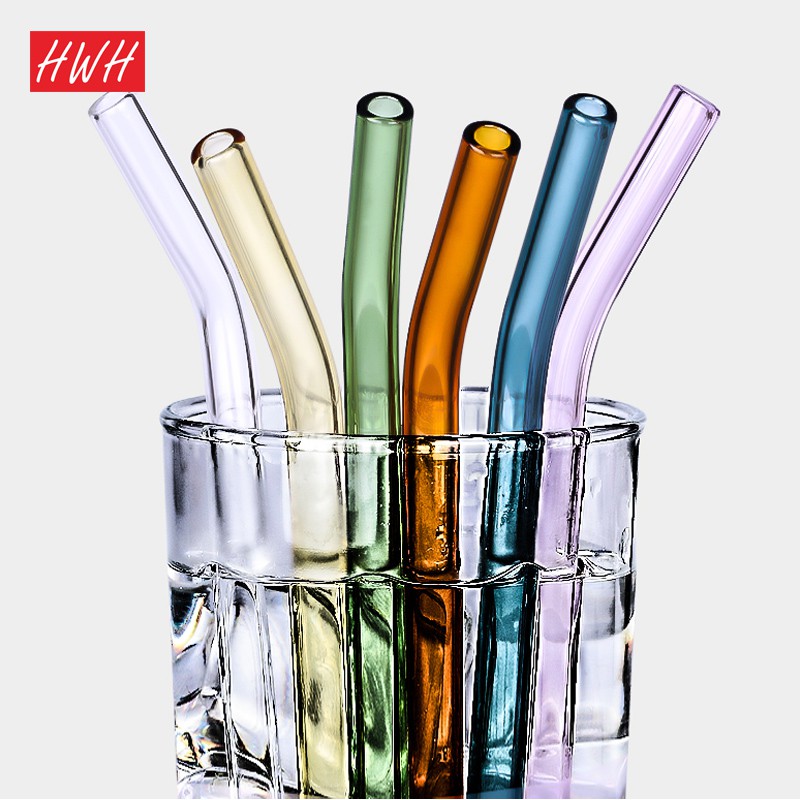 HWHOME Transparent Reusable Clean Glass Cup Mug Straw 20cm | Shopee ...