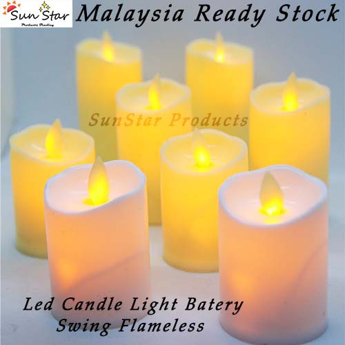 LED Swinging Candle Light Flameless Smokeless Lilin Lampu Battery ...