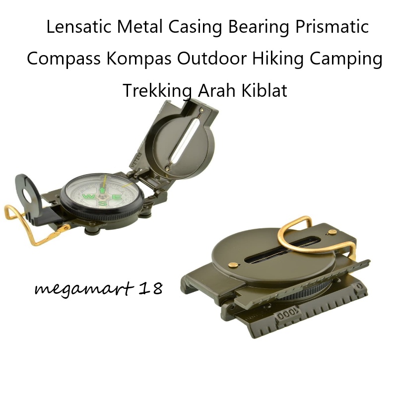 FAST SEND* Lensatic Metal Casing Bearing Prismatic Compass Kompas ...