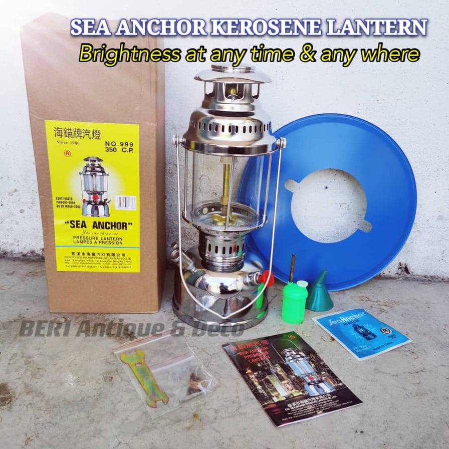 Lampu Gasoline Kerosene Lantern SeaAnchor Vintage Deco Lamp Antique ...