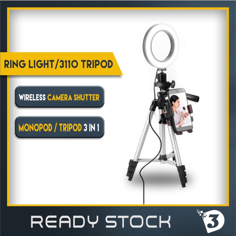 Dimmable Tripod 3110 LED Ring Light Self-timer with Tripod - Live Phone ...