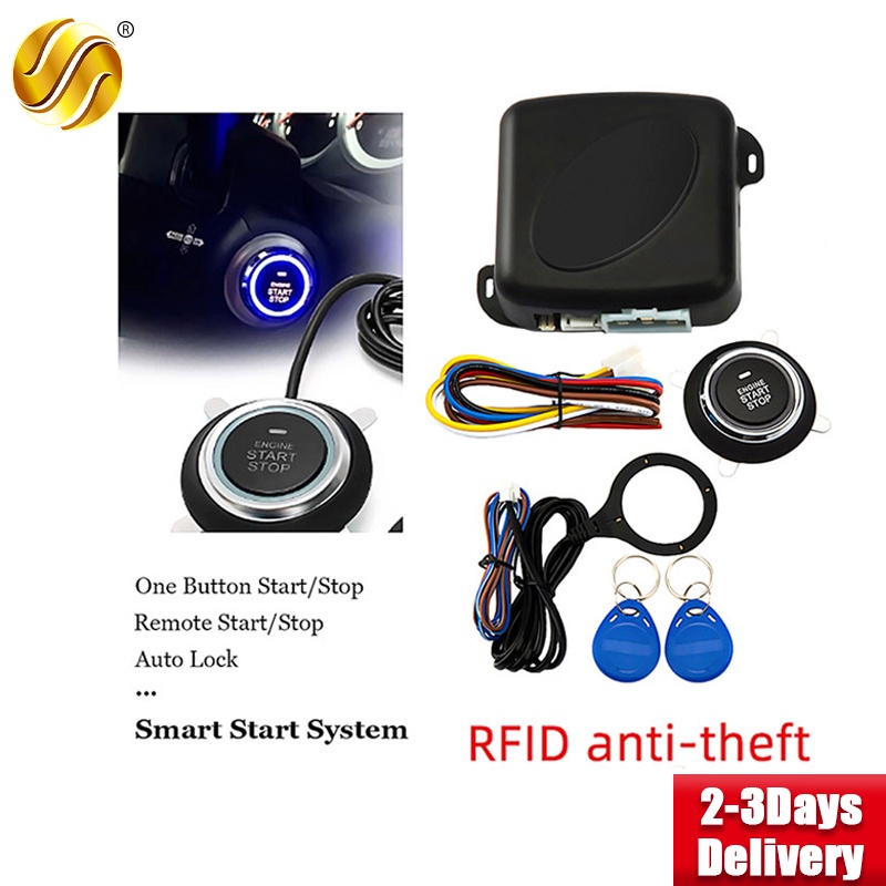 Car Start Stop Button Engine RFID Alarm System Push Button Remote ...