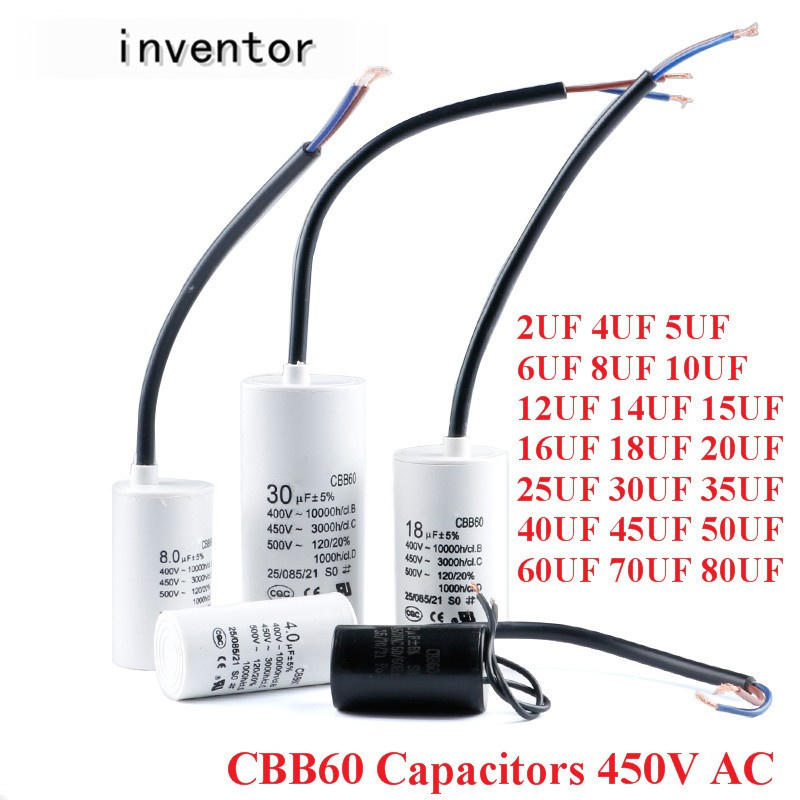 Motor Run Capacitors CBB60 400V 450V AC Starting Capacitor CBB60 5% 5uF 6uF 8uF 10uF 12uF 14uF ...