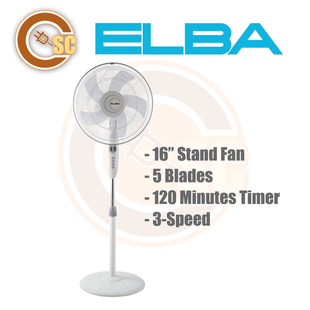 ELBA 16" 5 BLADES STAND FAN WITH TIMER ESF-E1639TM(GR) | Shopee Malaysia