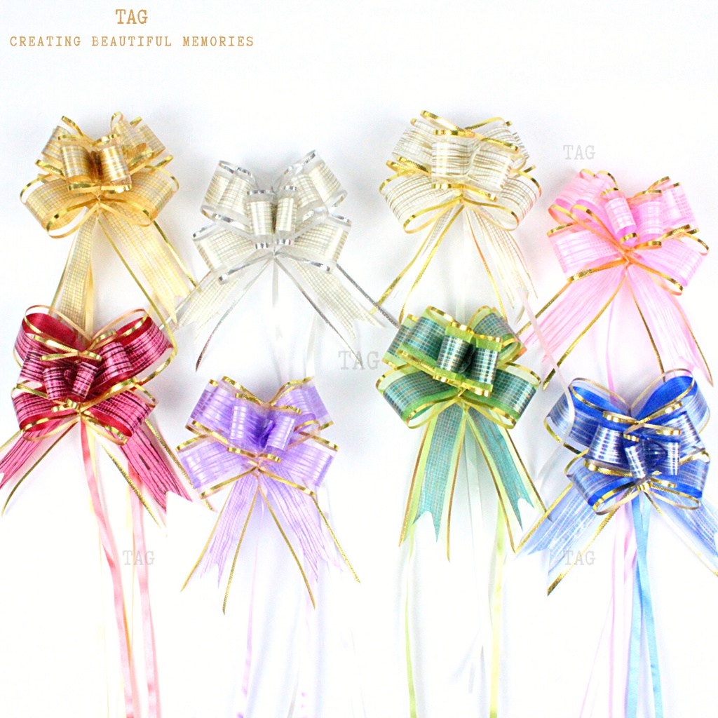 10Pcs 8x3.2cm Wedding Party DIY Assorted Colour Chequered Pull Bow ...