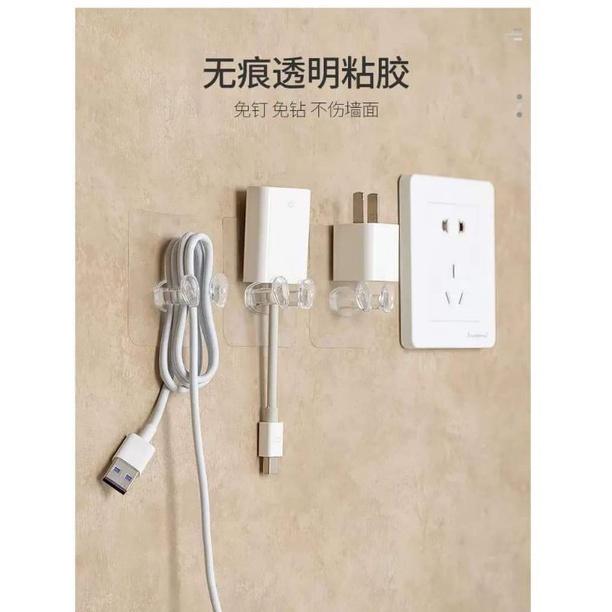 🔥10pcs🔥Wall Storage Hook Power Plug Socket Holder Transparent Adhesive ...