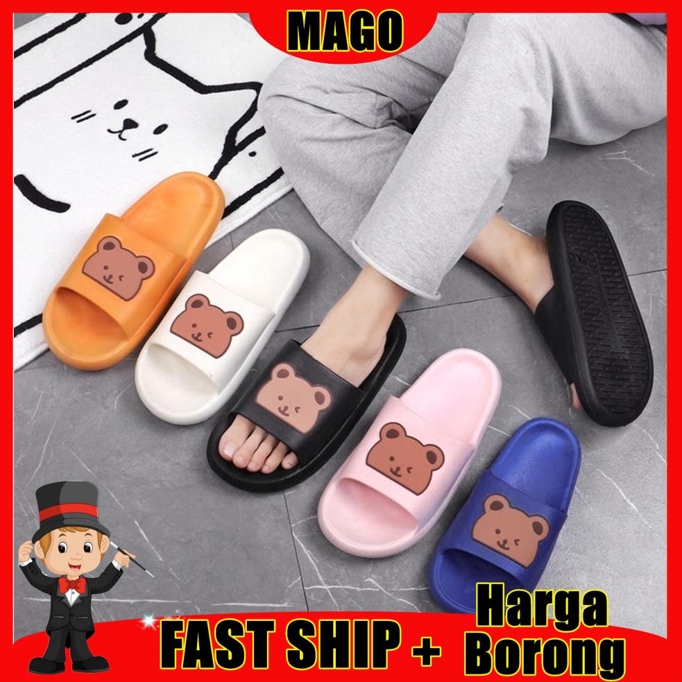 Mago Cute Cartoon Teddy Bear Indoor Outdoor Slipper Wanita Selipar ...