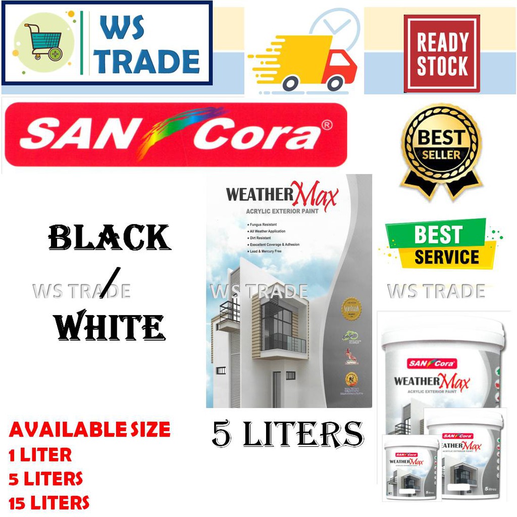 SANcora Weather Max Exterior Paint @ 5Liters ** White / Black ...