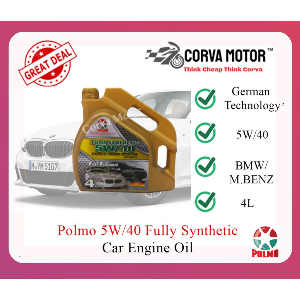 Corva Motor Polmo 5W/40 Car Engine Oil 4L Polmo Minyak Hitam 4L Kereta ...