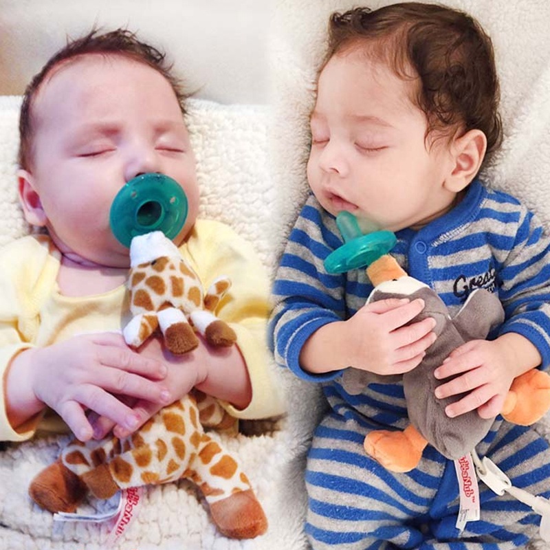 Baby Pacifier Holder Hanging Removable Plush Animal Doll Toy Infant ...