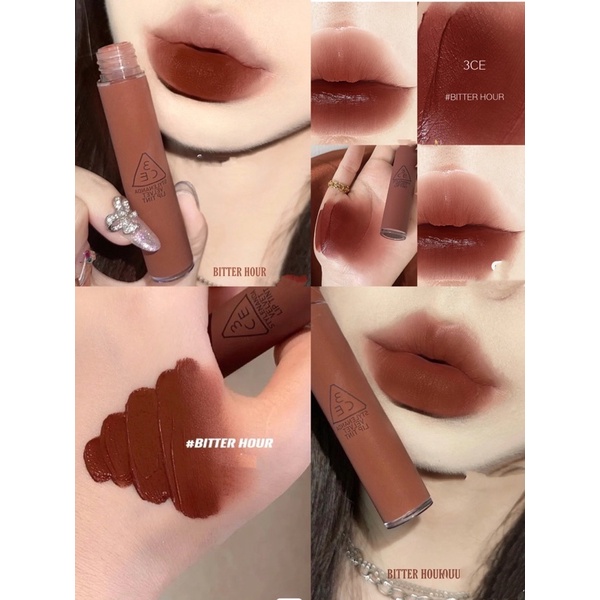 3ce BITTER HOUR VELVET LIP TINT choco red matte lipstick, super ...