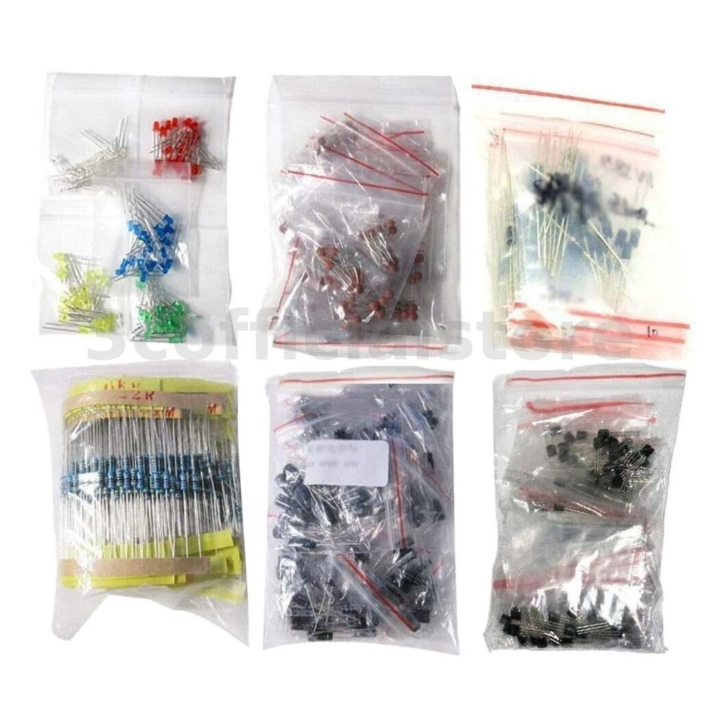 1390pcs Electronic Components Basic Starter Kit LED Diode Transistor Capacitor Resistance ...