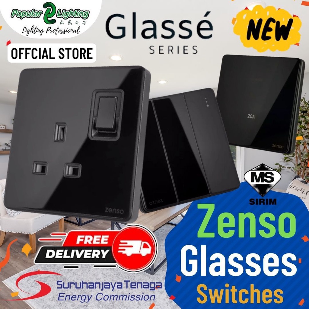 [SIRIM] Zenso Glasse Switch Socket LED Neon Modern Design Wall Slim ...