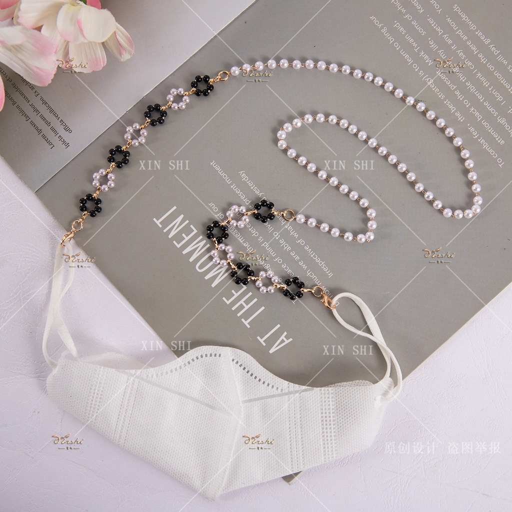 Pearl Beaded Mask Chain Fashion Muslim Hijab Mask Chain Magnetic Mask ...