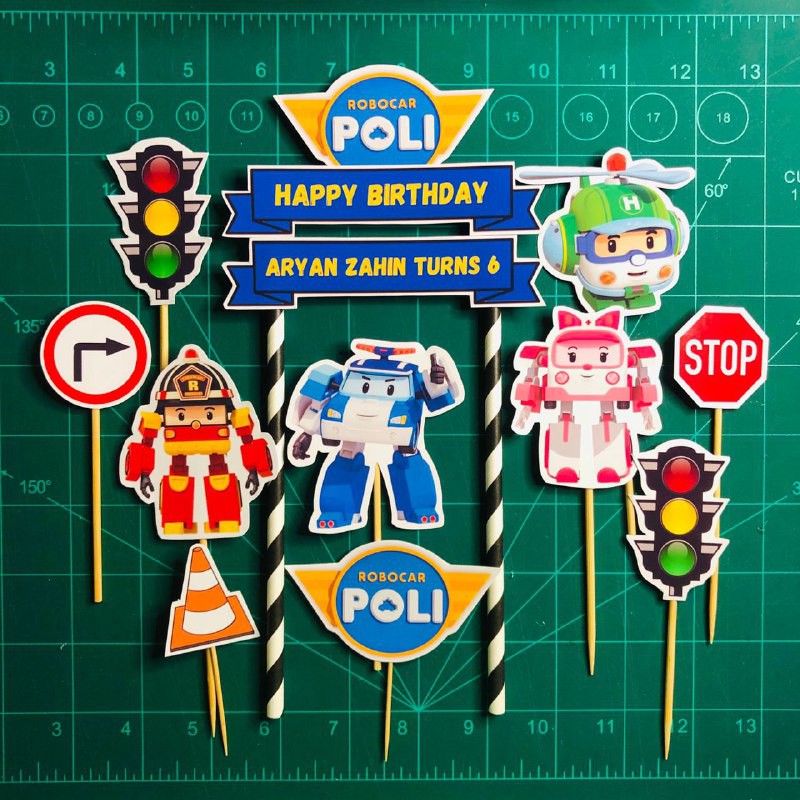 Birthday Cake Topper Cartoon Robocar Poli Shopee Malaysia