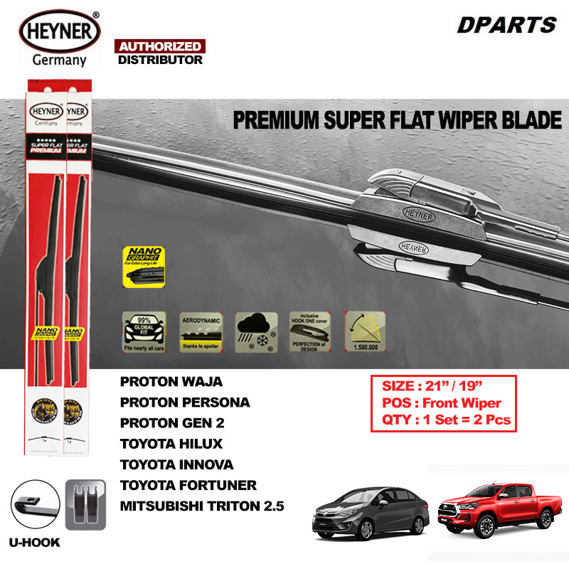 Heyner Super Flat Premium Wiper Blade ( 21"/19" ) Waja / Persona / Gen2 ...