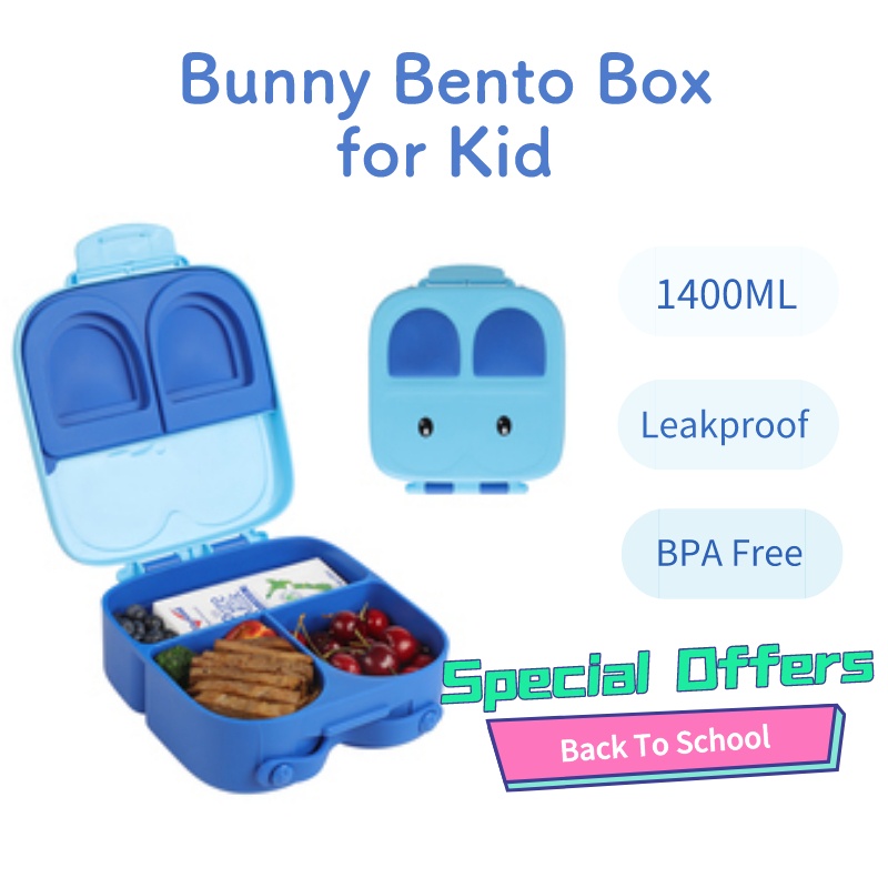 Bunny Bento Box for Kids Kids Student School with 4 Compartments and ...