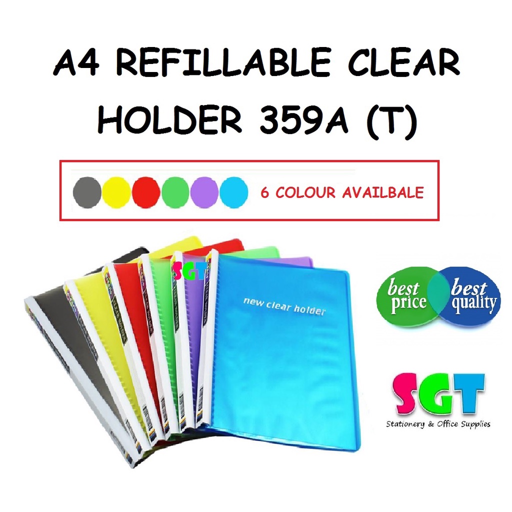 Refillable A4 Clear Holder 20 Pockets 359A (T) - Random Colour | Shopee ...