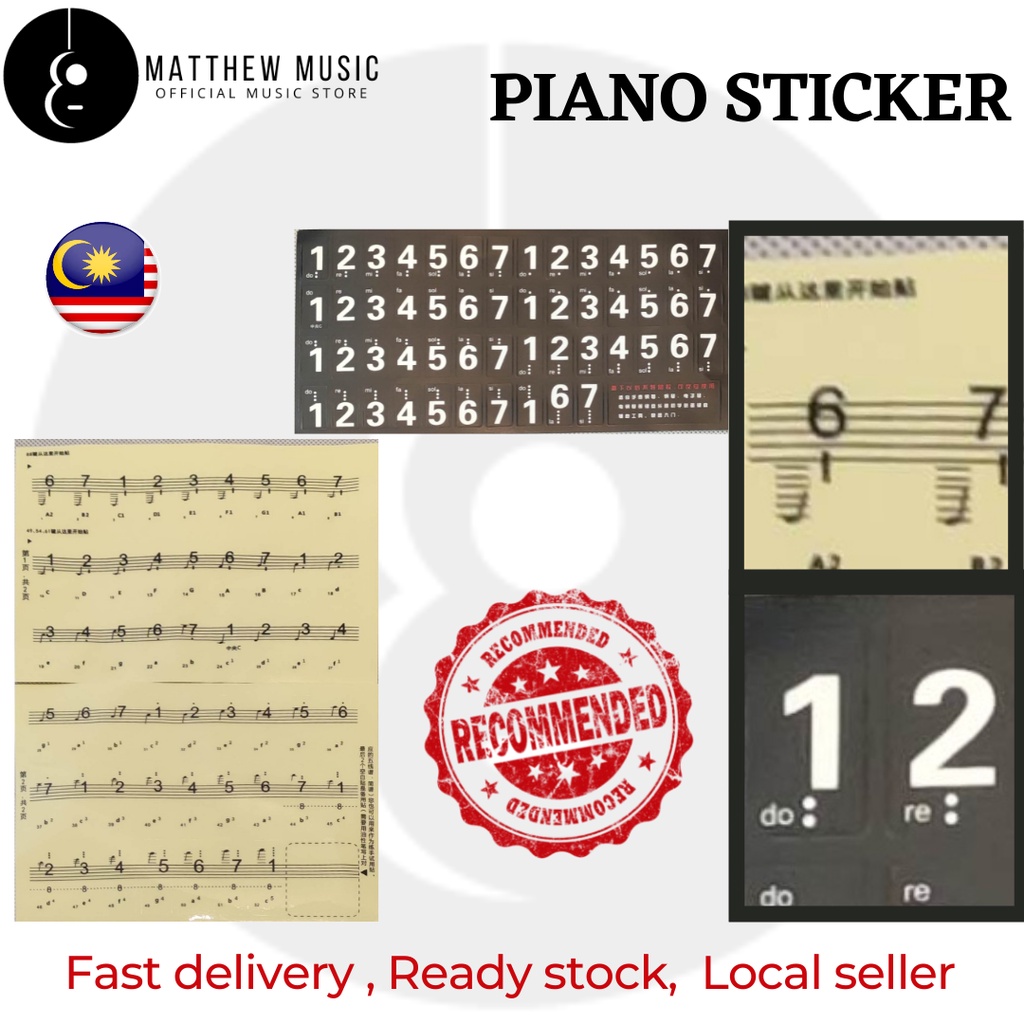 PIANO STICKER - KEYBOARD AND PIANO REMOVABLE AND TRANSPARENT NOTE ...