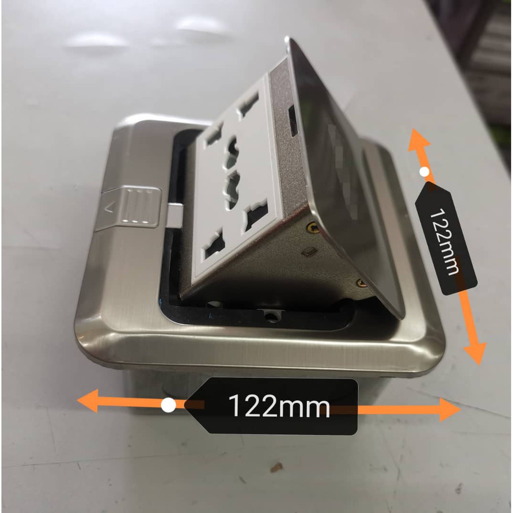 (Ready Stock)13A STAINLESS STEEL FLOOR SWITCH SOCKET + FREE 3X3 BASE ...