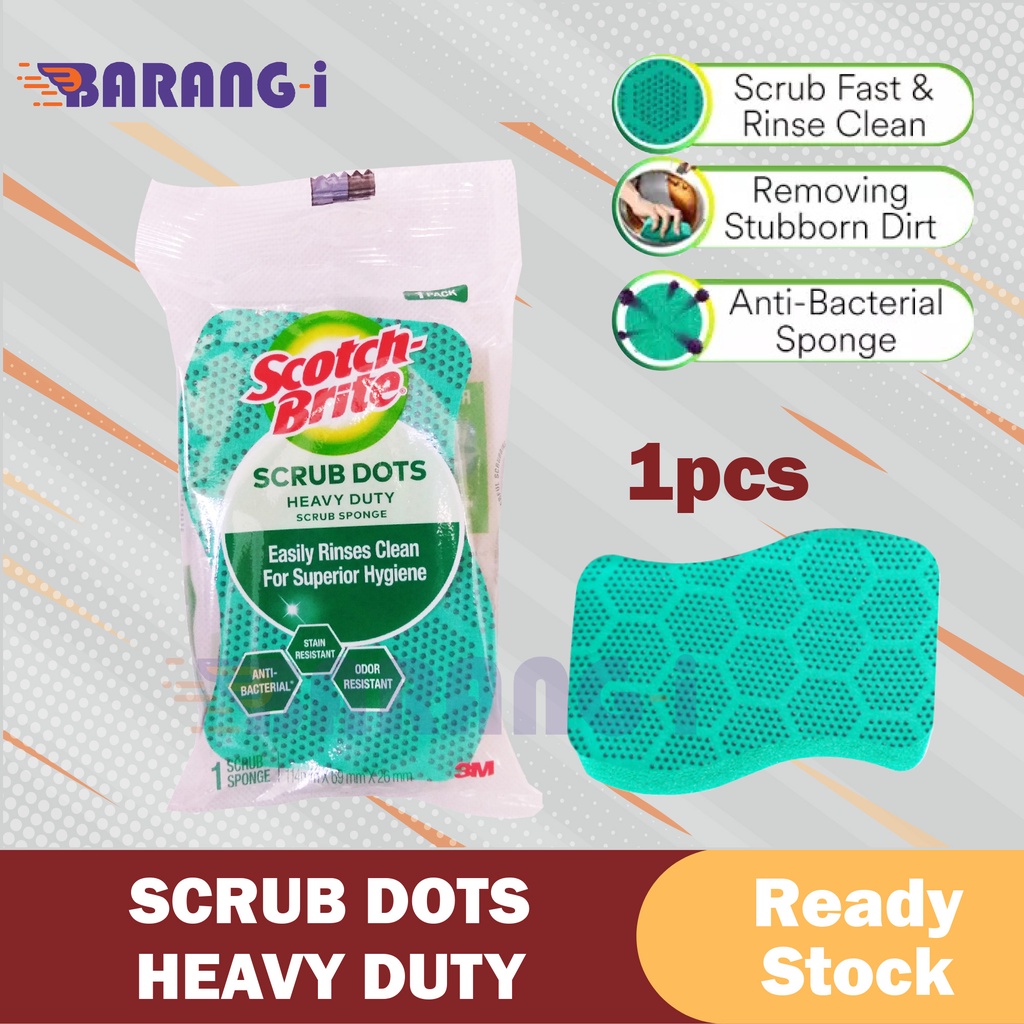 3M Scotch Brite Scrub Dots Heavy Duty Scrub Sponge (1 or 2 Pcs/Pack ...