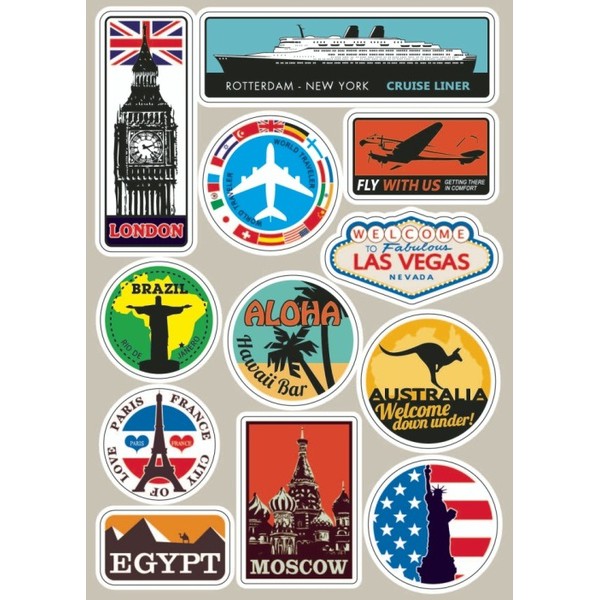 Waterproof Removable Car Sticker World Travel Stickers for Suitcases ...