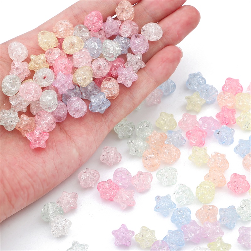 【NCC】50Pcs 11mm Plastic Acrylic Star Shape Crackle Charm Beads For ...