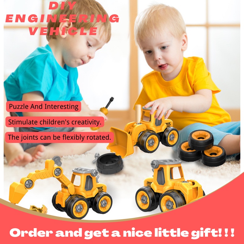 Children's toy car series disassembly engineering car toy DIY nut ...