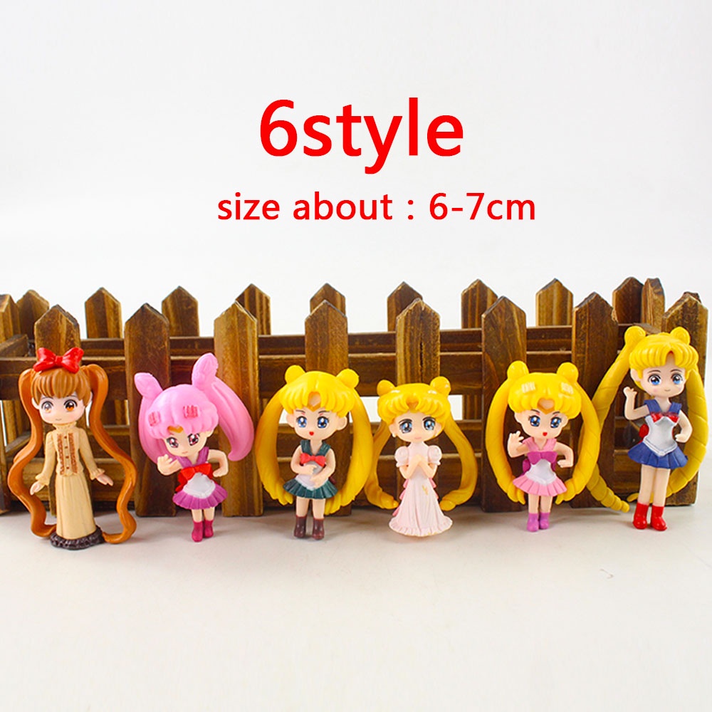 6 Style Cartoon Anime Q Version Dolls Sailor Moon Chibiusa Action ...