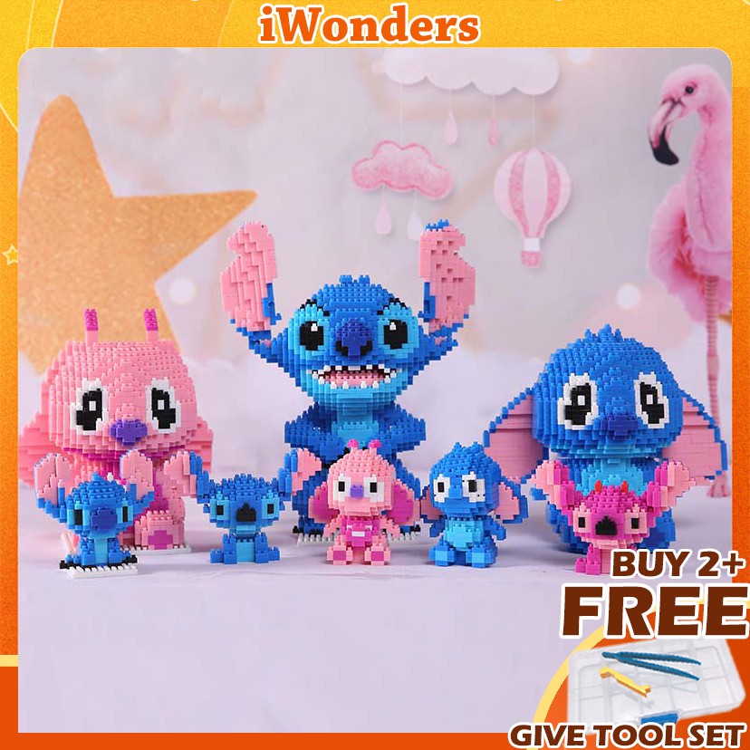 Nano Stitch Blocks Cartoon MOC Lilo & Stitch Building Bricks Pink Angel ...