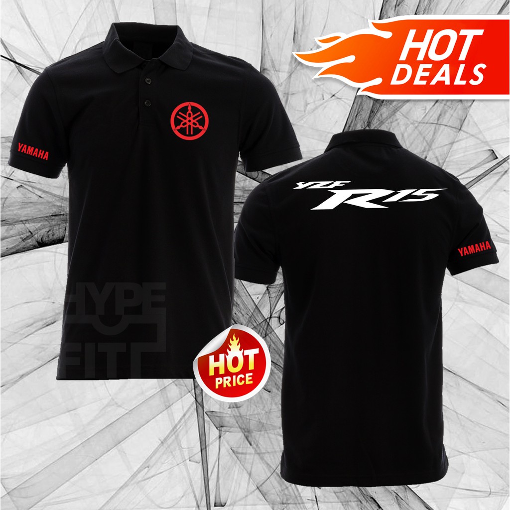 Polo Yamaha YZF R15 Logo Motorcycle Racing Cotton 220GSM T-Shirt Tee ...