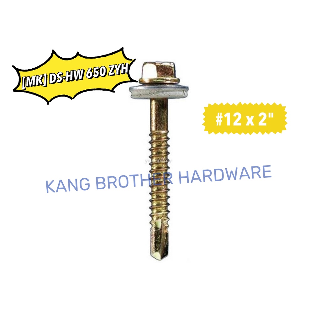 MK DS-HW 650 (ZYH) #12 x 2" SELF DRILLING SCREW/SCREW ATAP ZINC BESI | Shopee Malaysia