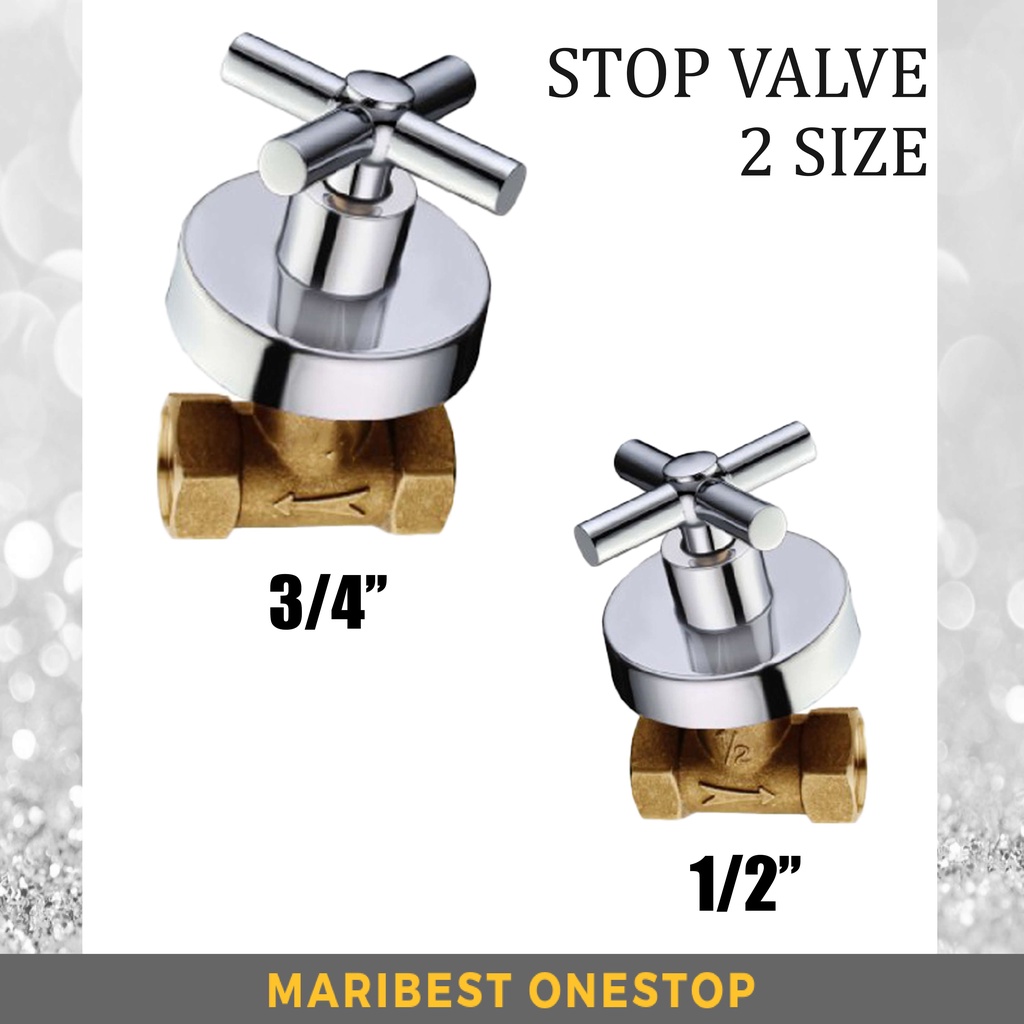 Build in Stop Valve Stopcock with Adjustable Wall Flange 1/2" 3/4 ...