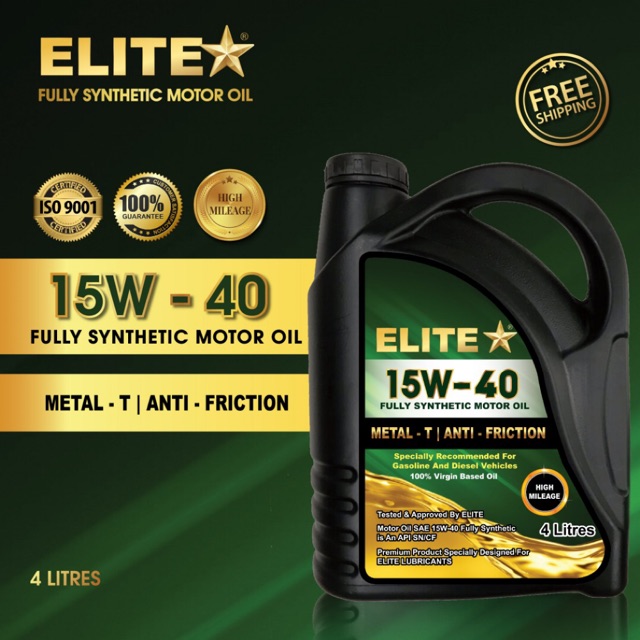 Elite FULLY SYNTHETIC MOTOR OIL 15W-40 4Litres | Shopee Malaysia